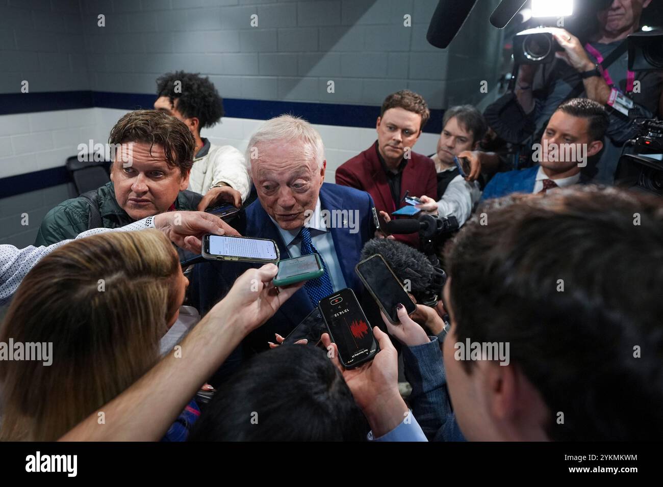 Dallas Cowboys owner Jerry Jones speaks to reporters following an NFL ...