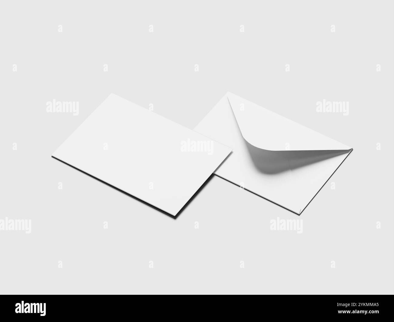 High Level White Blank Envelope Mockup 3D Render Front View and Back ...