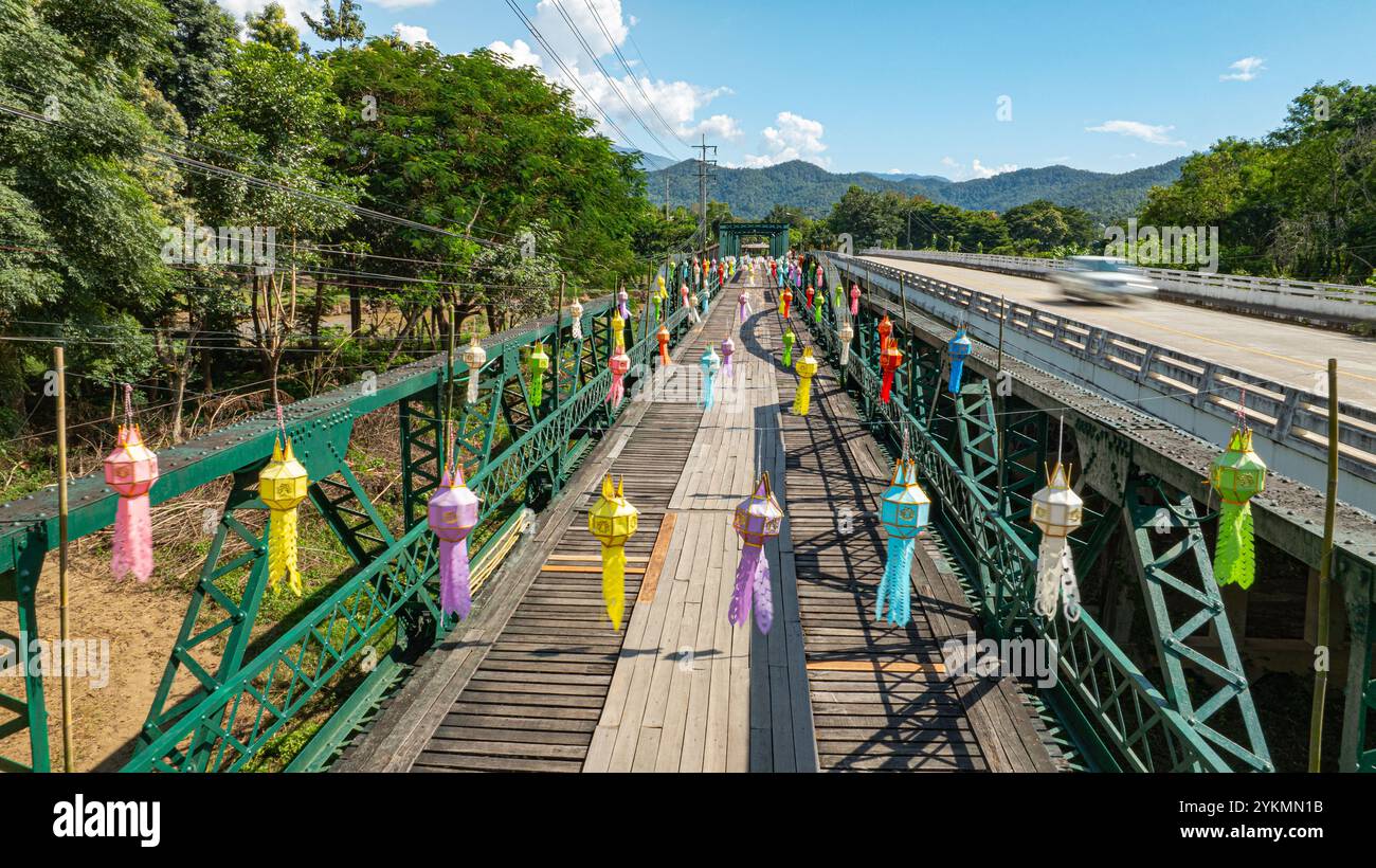 Aerial view of The Ta Pai Memorial Bridge is like the gateway to Pai ...