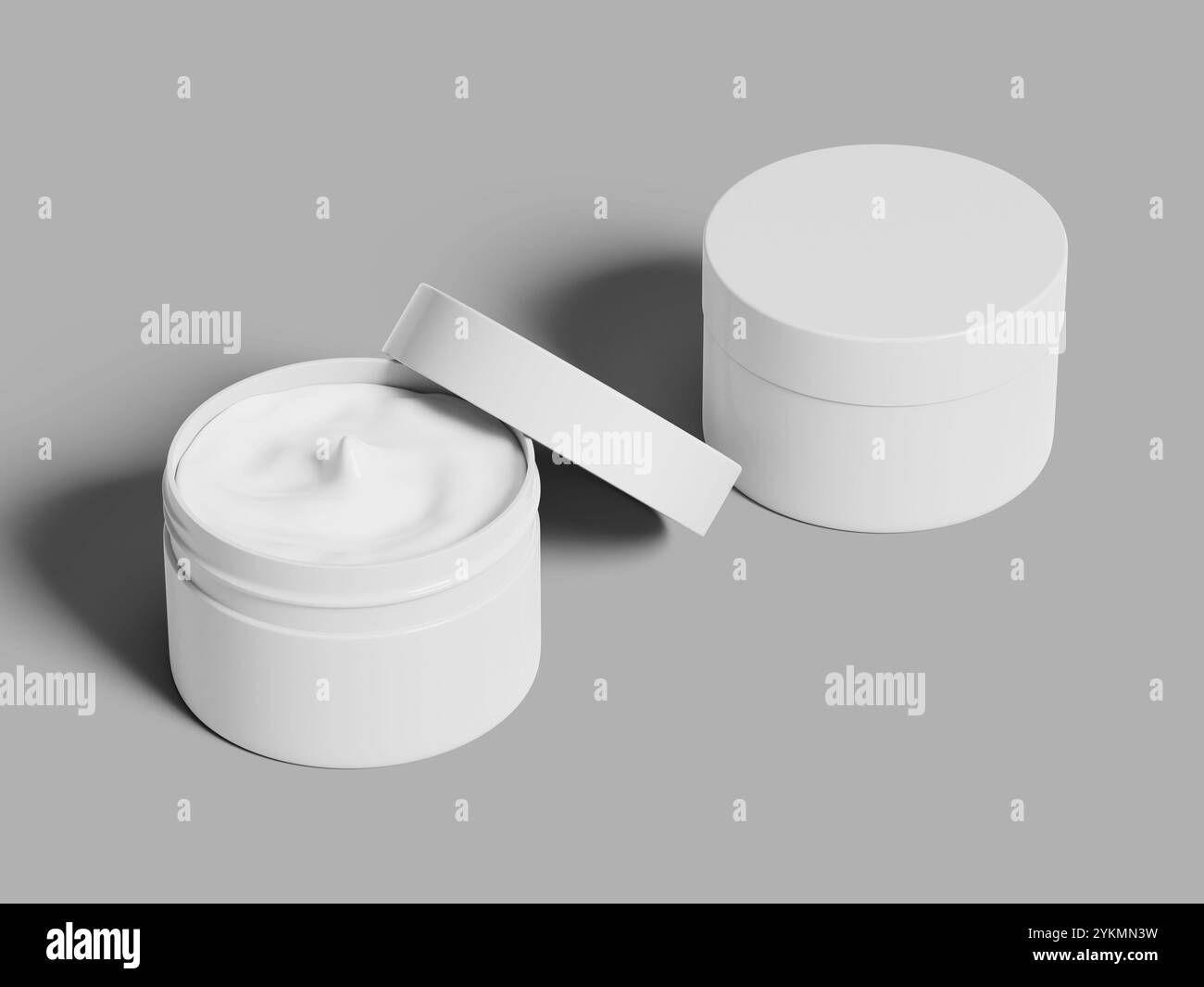 Isometric White Blank Cosmetic Jar Mockup with Lid Open Stock Photo - Alamy