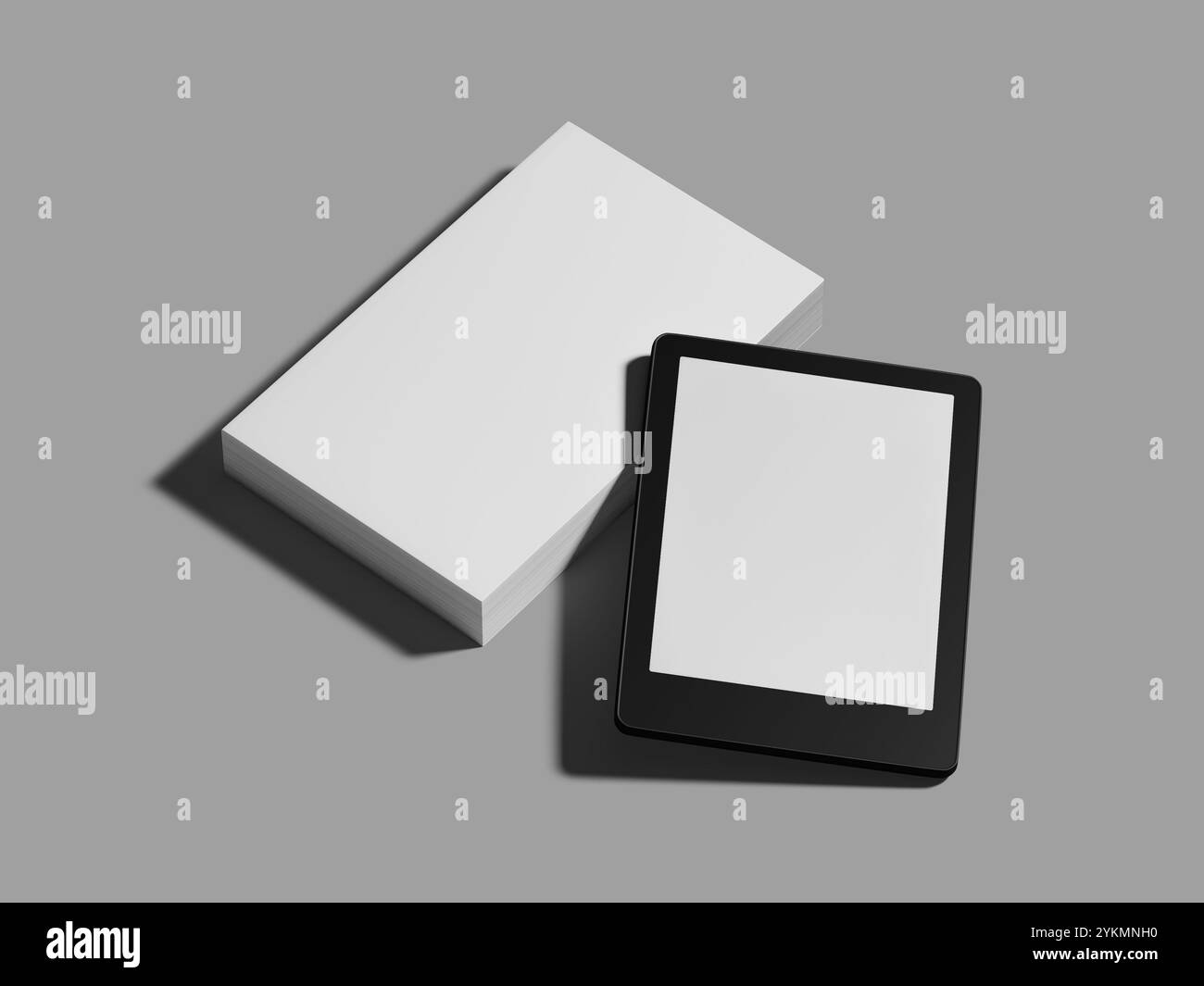 Isometric White Blank Book with E-reader 3D Mockup Realistic Stock ...