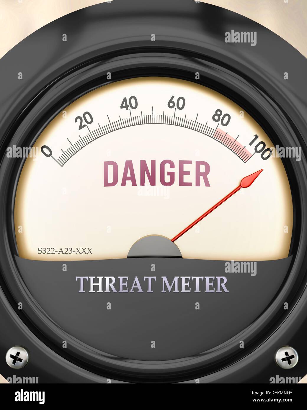 Danger and threat meter that is hitting a full scale hi-res stock photography and images - Alamy