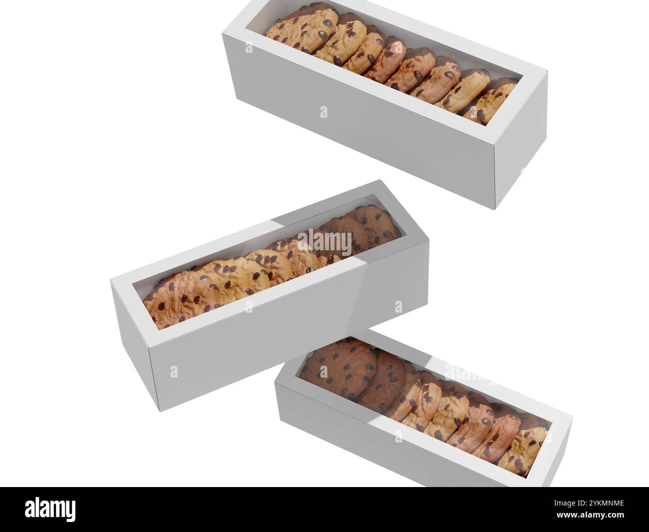Floating White Blank Cookies Packaging Slide Box 3D Mockup Stock Photo ...