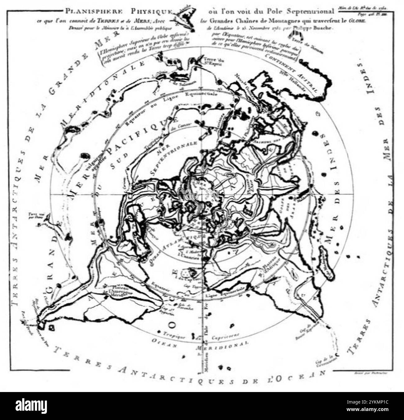 Buache-1752-planisphere physique ou l on voit du pole septentrional ...