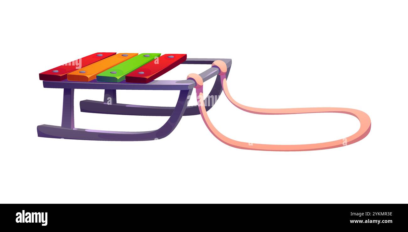 Cartoon wood sled for winter Christmas holiday fun. Isolated vector ...