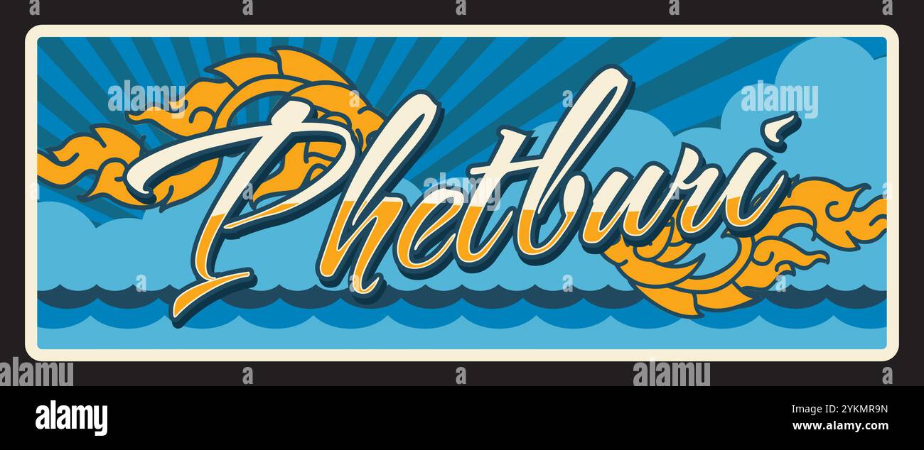 Phetburi Thailand province sign, Thai metal plate, vector. Thai ...