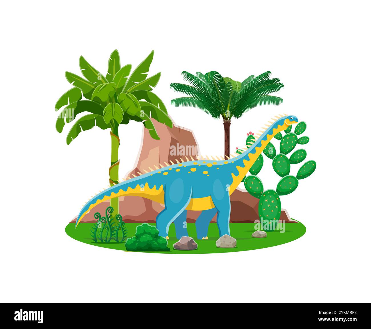 Barapasaurus prehistoric dinosaur character. Cartoon vector colorful ...