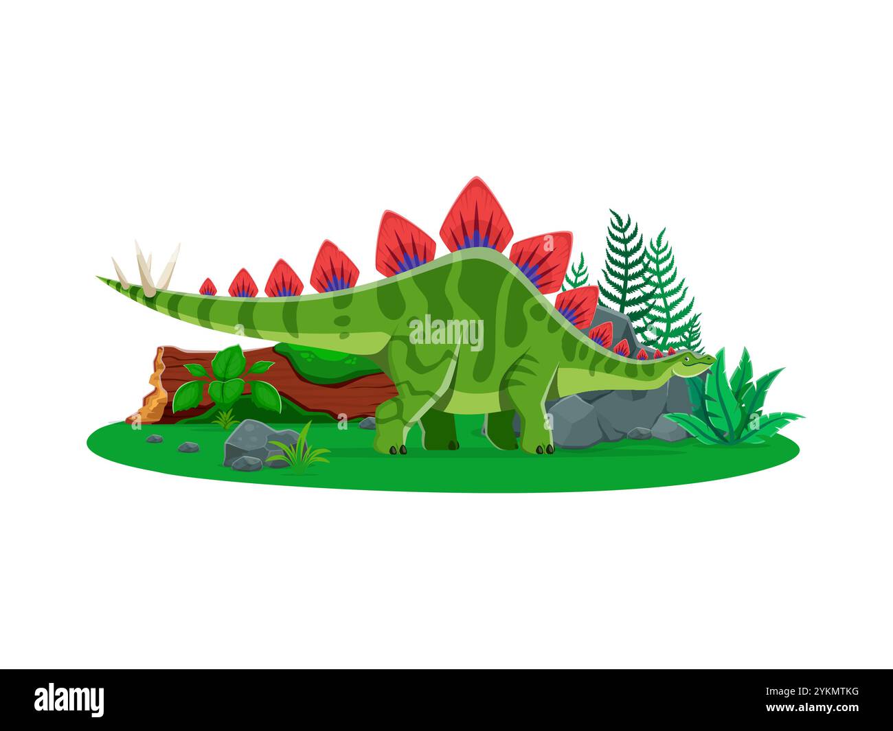 Dinosaur or prehistoric lizard Stegosaurus and dino animal character ...