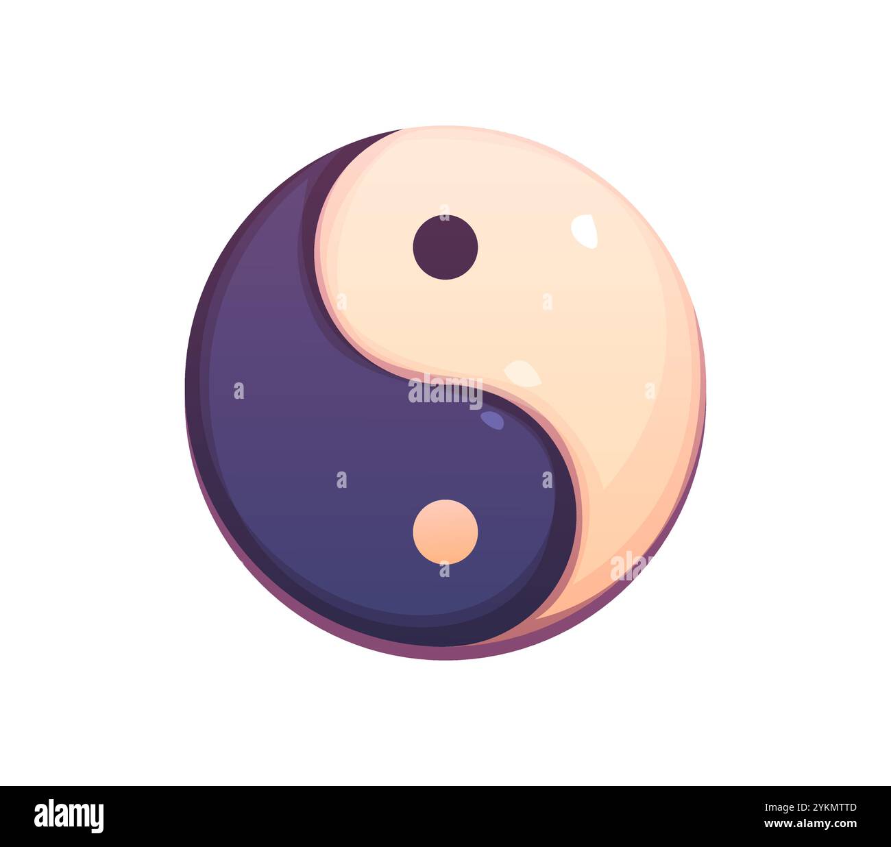 Yin yang symbol with contrasting dark and light halves, representing ...