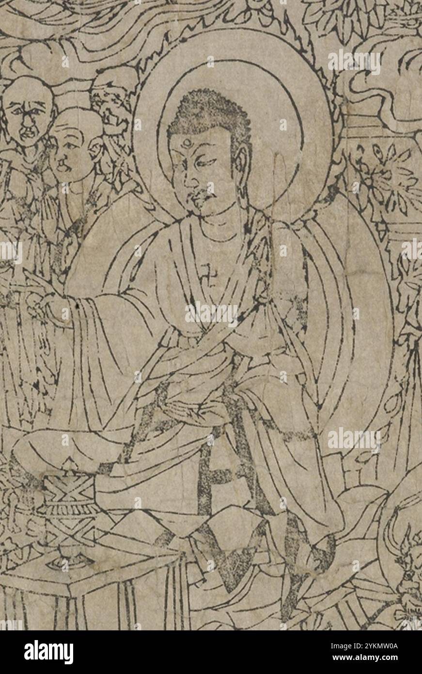 Buddha detail with swastika over heart chakra, Diamond sutra (cropped ...