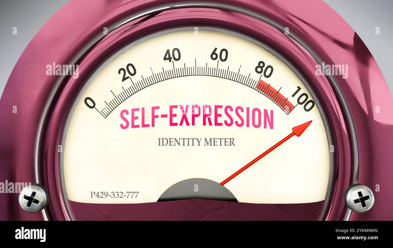 Self-Expression and Identity Meter that is hitting a full scale, showing a very high level of ...