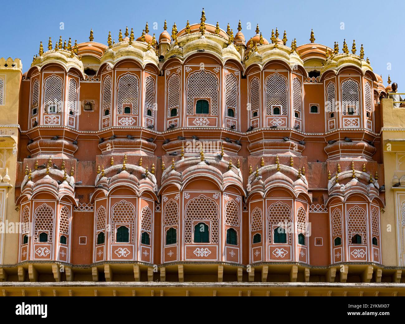Stunning view of the ornate pink sandstone windows of the iconic hawa ...