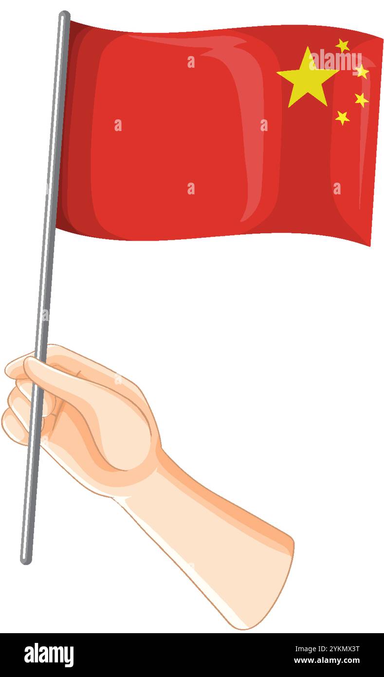 Illustration of a hand waving a Chinese flag Stock Vector Image & Art ...