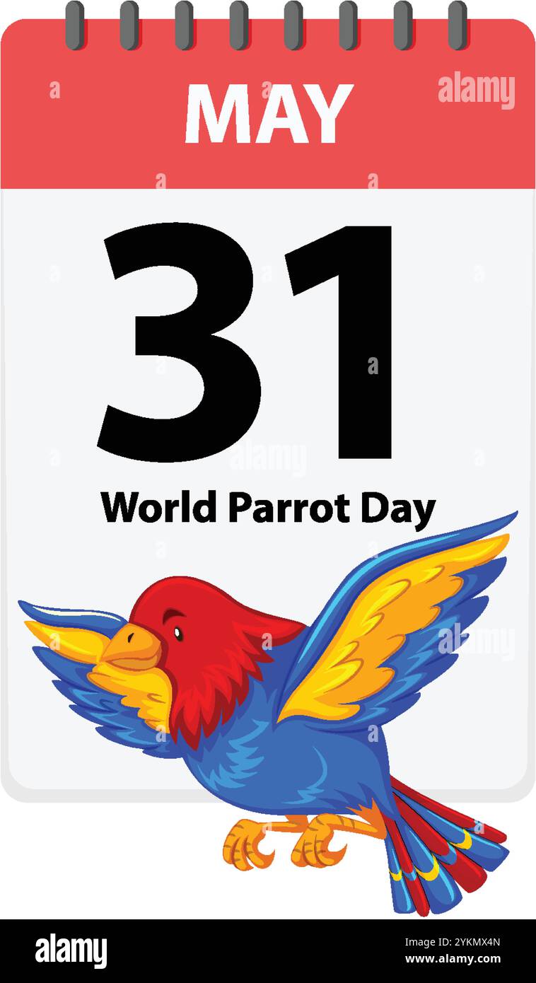 Colorful parrot illustration with calendar date Stock Vector Image ...
