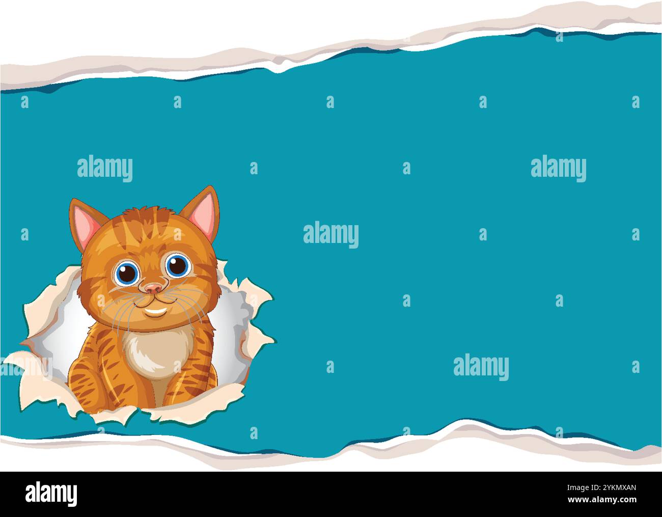 Adorable cat peeking through torn paper hole Stock Vector Image & Art ...
