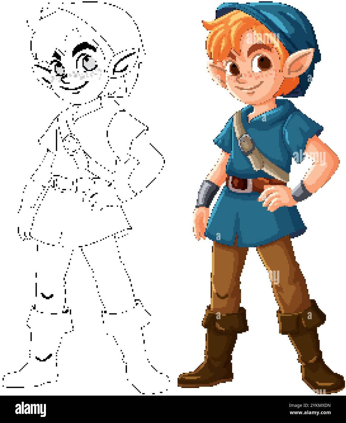 Colorful and outlined elf character illustration Stock Vector Image ...