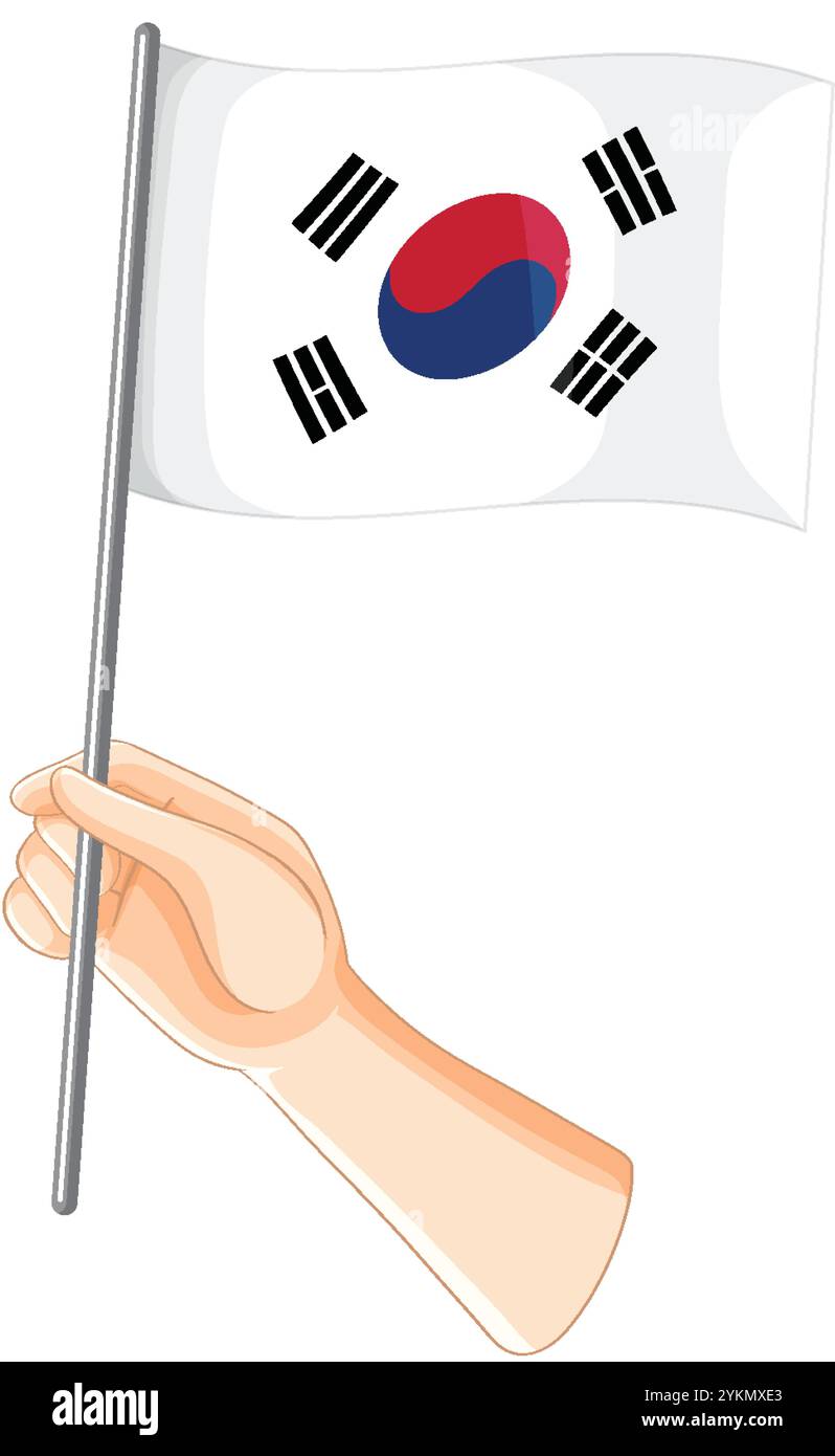 Illustration of a hand holding a national flag Stock Vector Image & Art ...