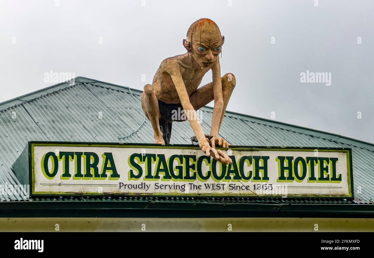 Unique gargoyle statue perched above the sign of otira stagecoach hotel ...