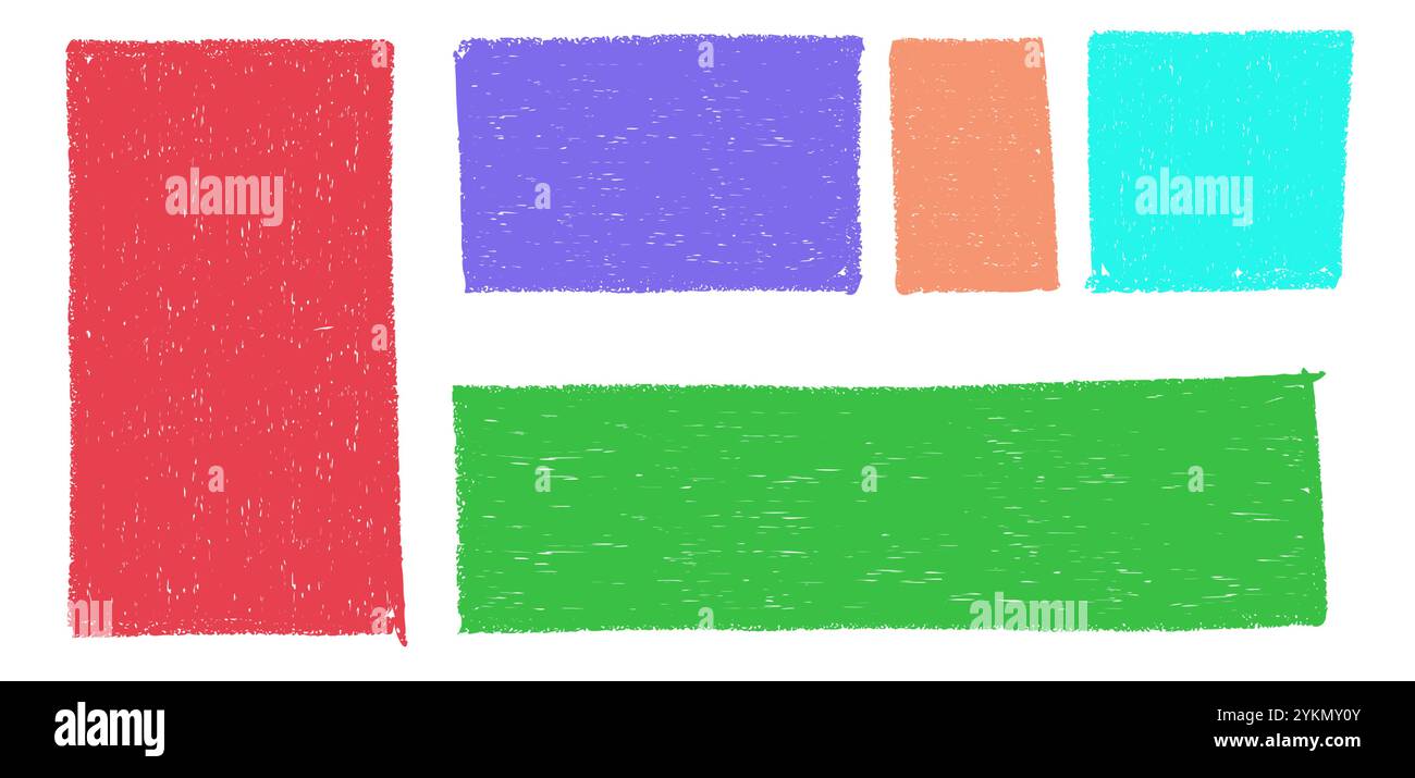 Color crayon frames set isolated on white background. Vector realistic ...