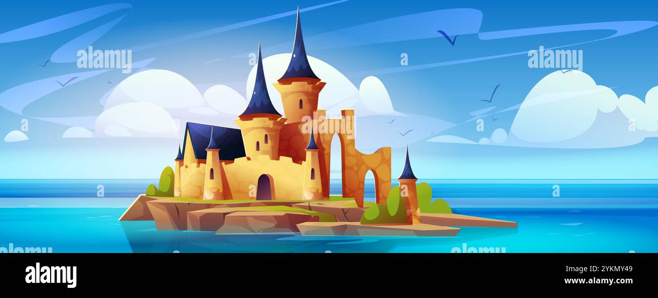 Ancient coastal castle Stock Vector Images - Alamy