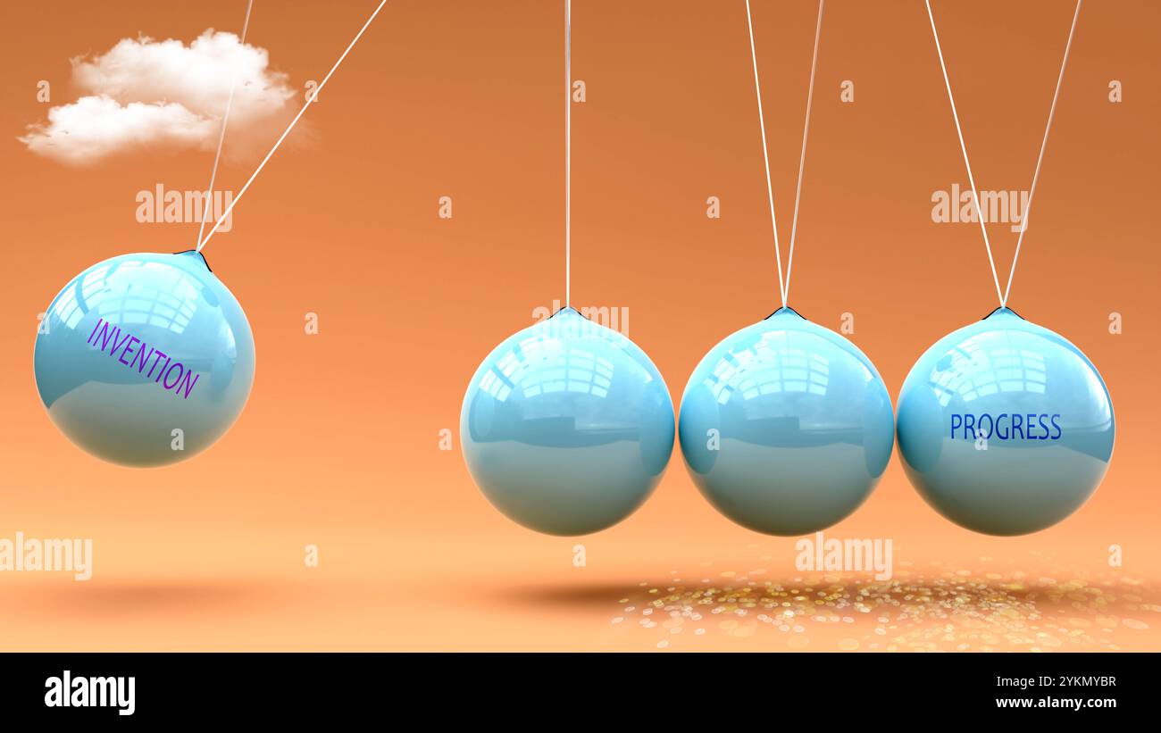 Invention gives energy to Progress. A metaphor in which Invention is ...