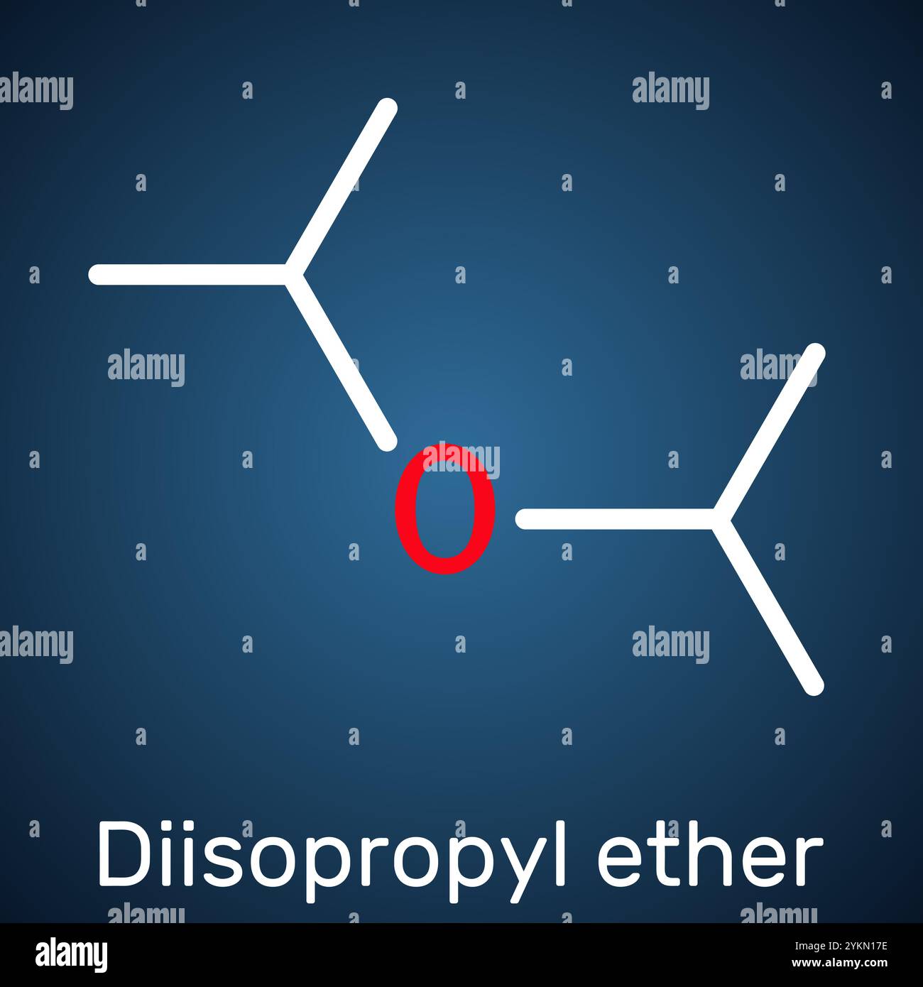 Diisopropyl ether molecule. Structural chemical formula, dark blue ...
