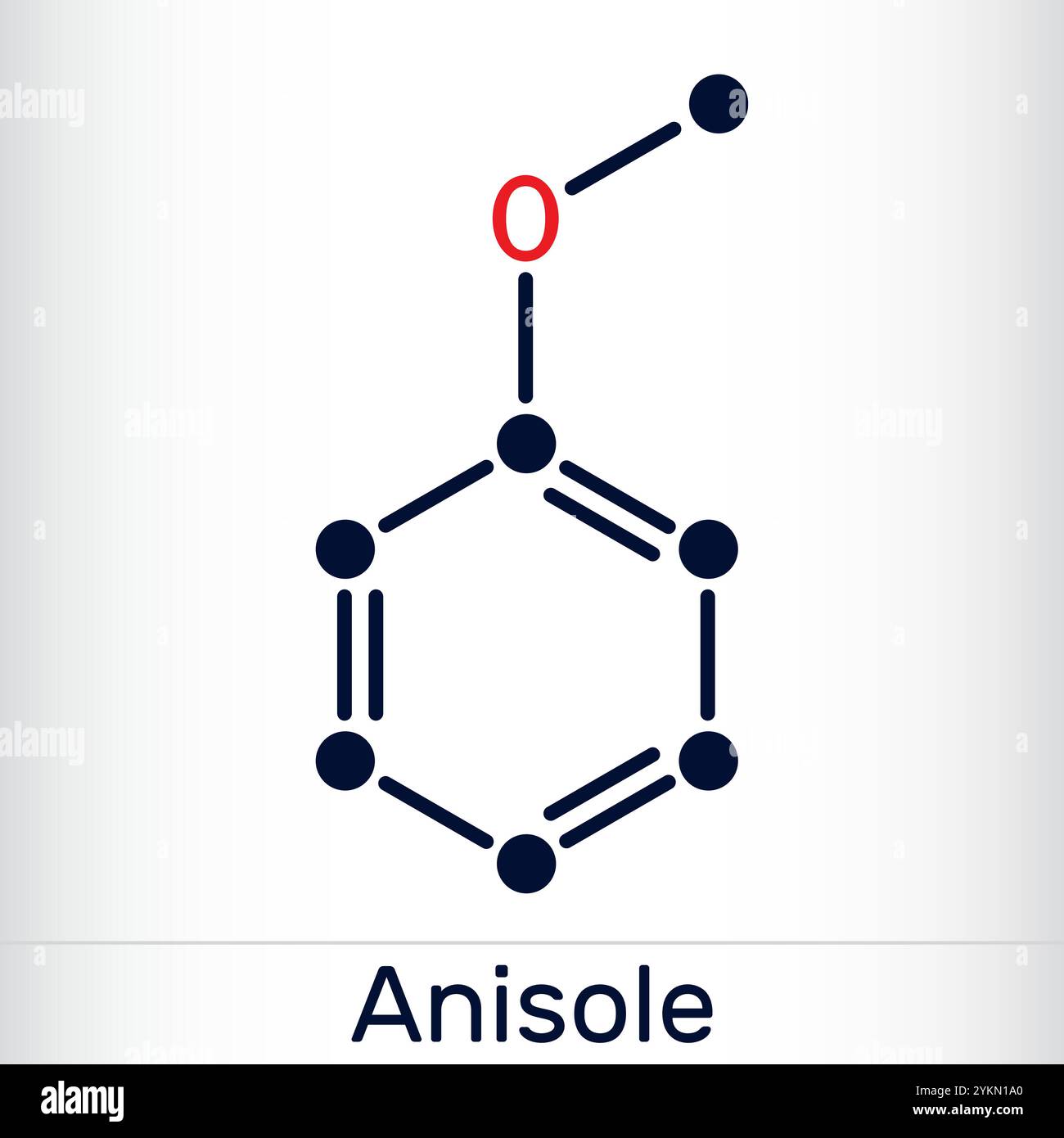Anisole, methoxybenzene, methyl phenyl ether molecule. Skeletal chemical formula. Vector ...