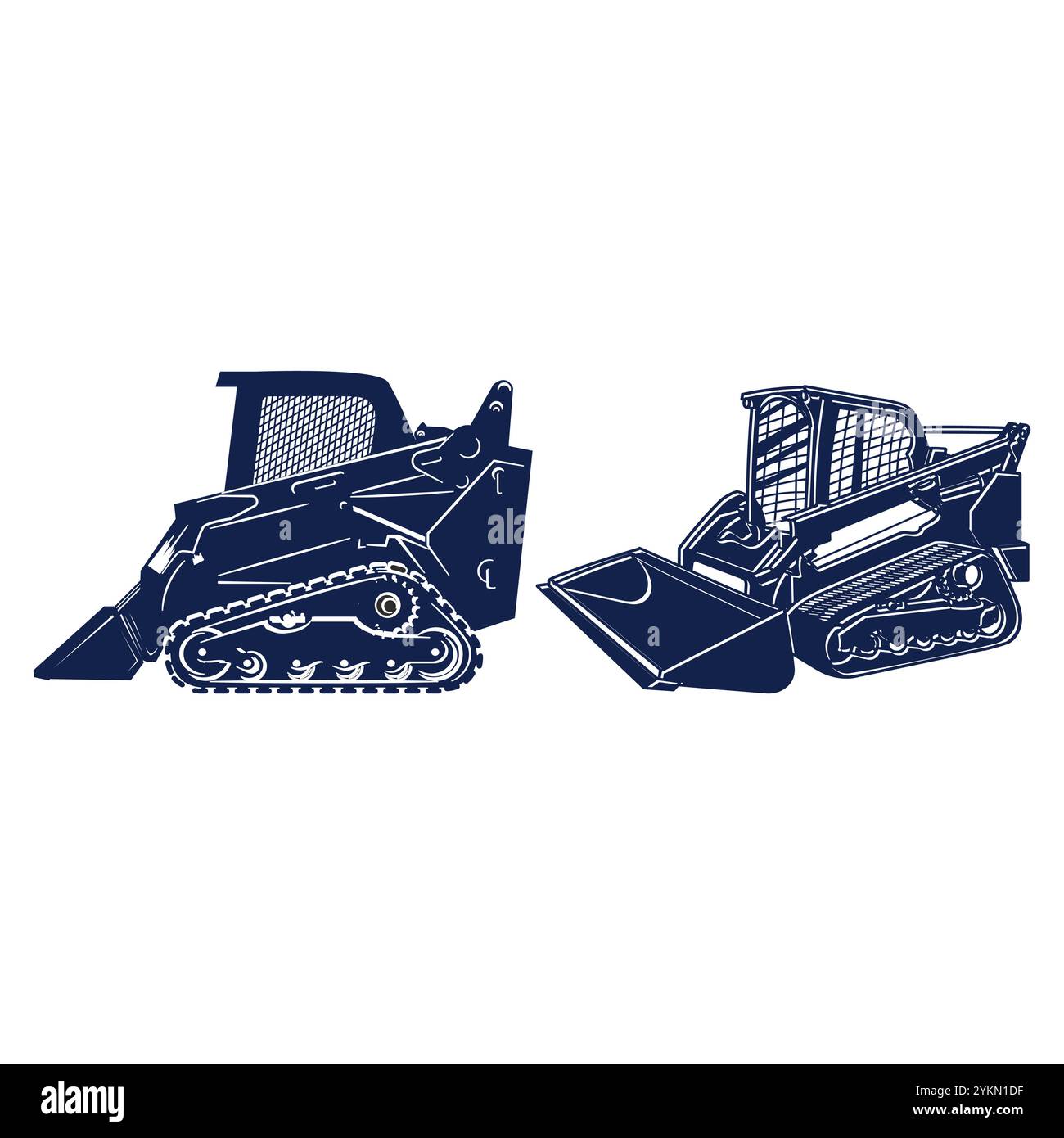 Vintage Retro Heavy Skid Steer Loader Silhouette for Construction ...