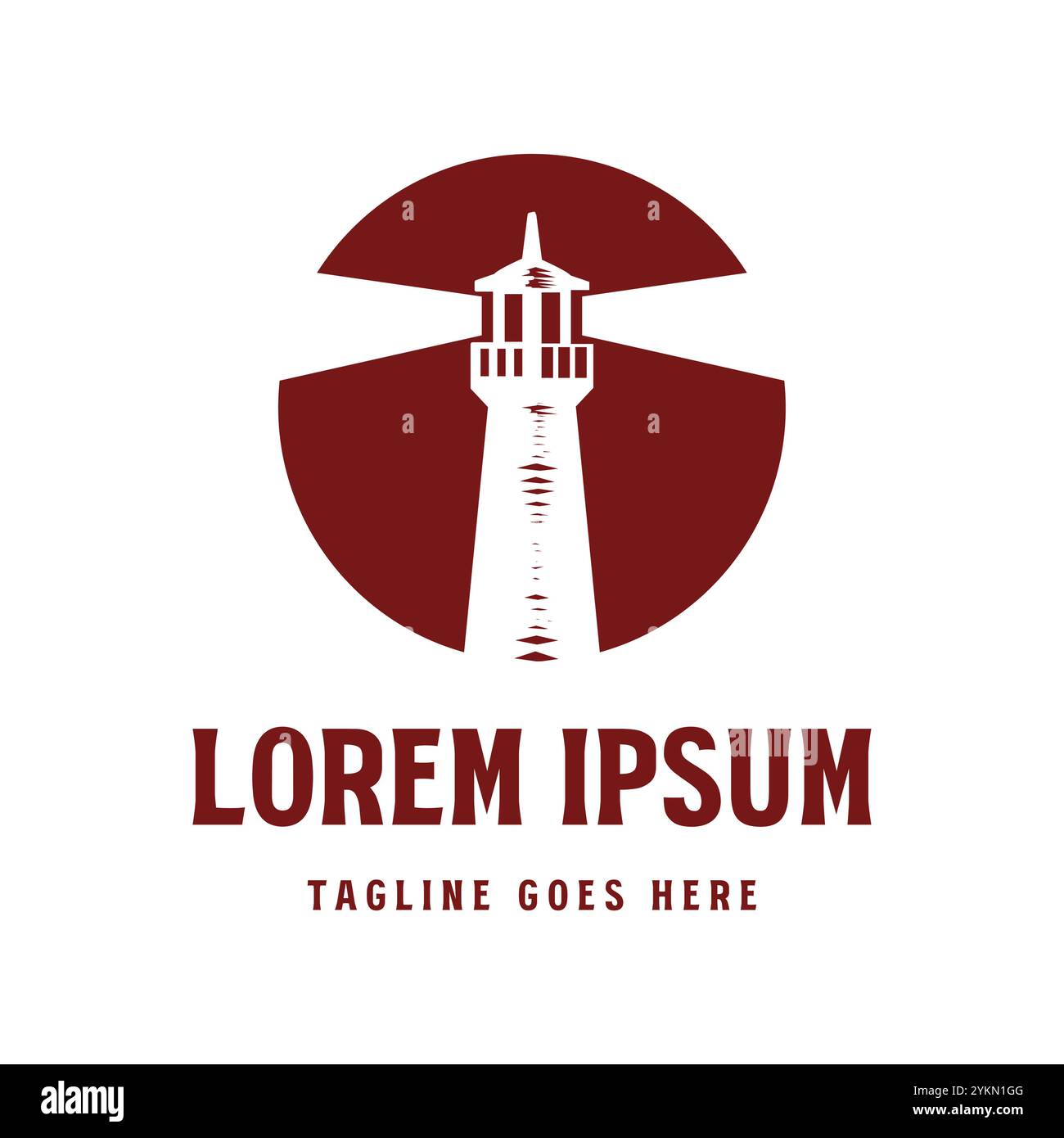 Searchlight Lighthouse Beacon Tower Island Beach Logo Design Vector ...