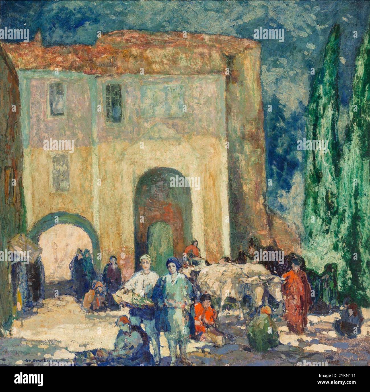 In the Village by George Elmer Browne, oil Stock Photo - Alamy