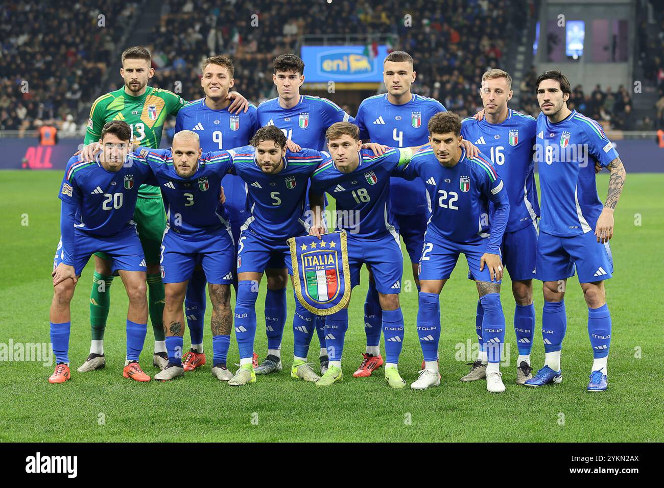 Italy players are posing for a team photo in action during the UEFA ...