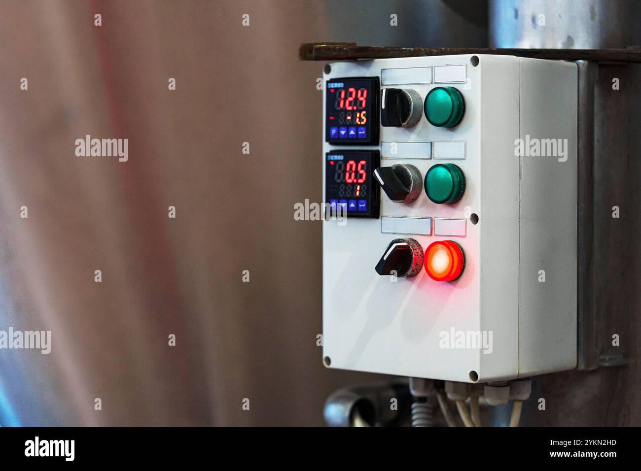A control panel with two digital displays shows the temperature and ...
