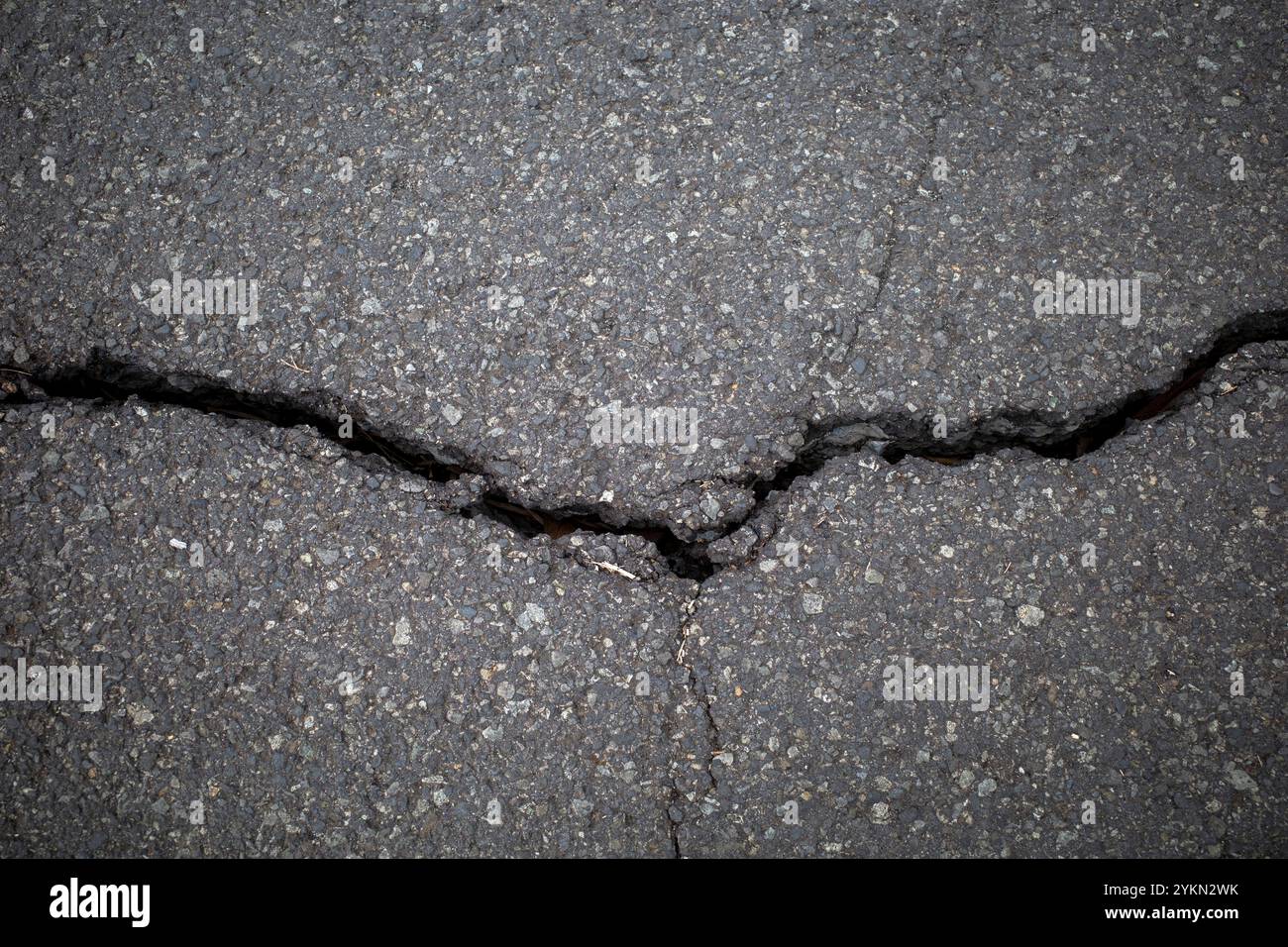 Asphalt cracks, road surface damage due to earthquake in Indonesia ...