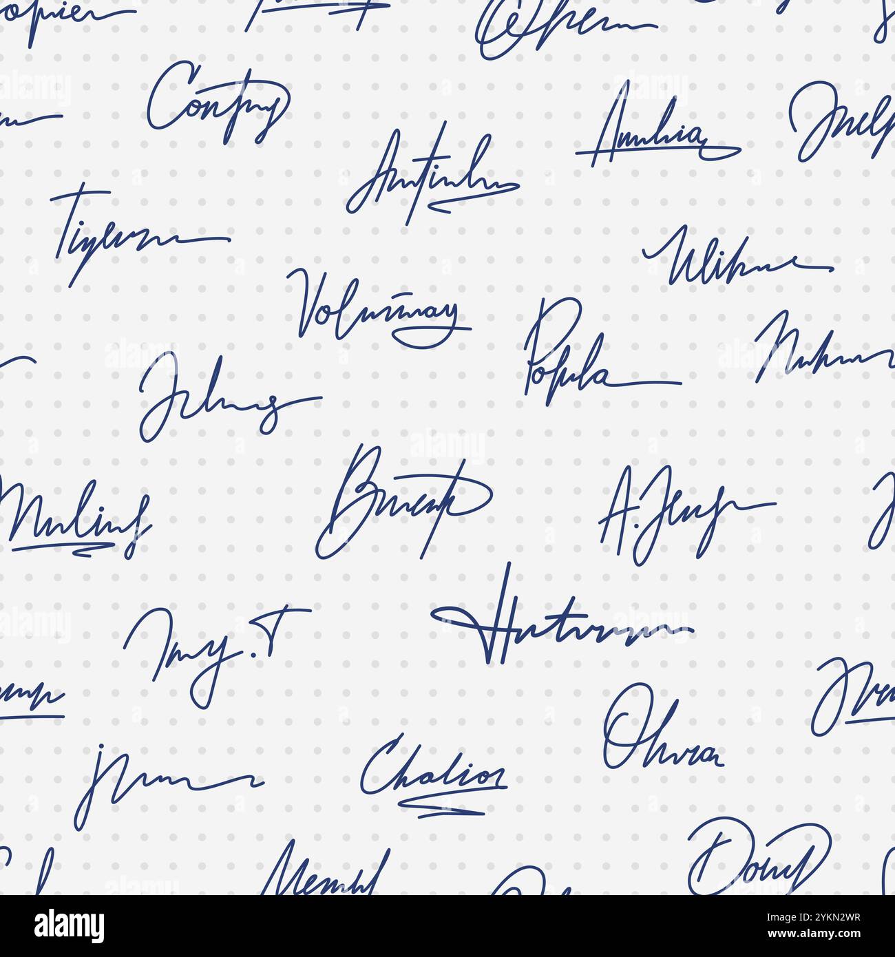 Ball pen signatures on dotted paper. Handwriting signature, various ...
