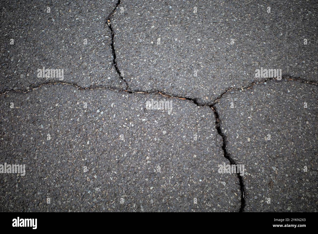 Asphalt cracks, road surface damage due to earthquake in Indonesia ...
