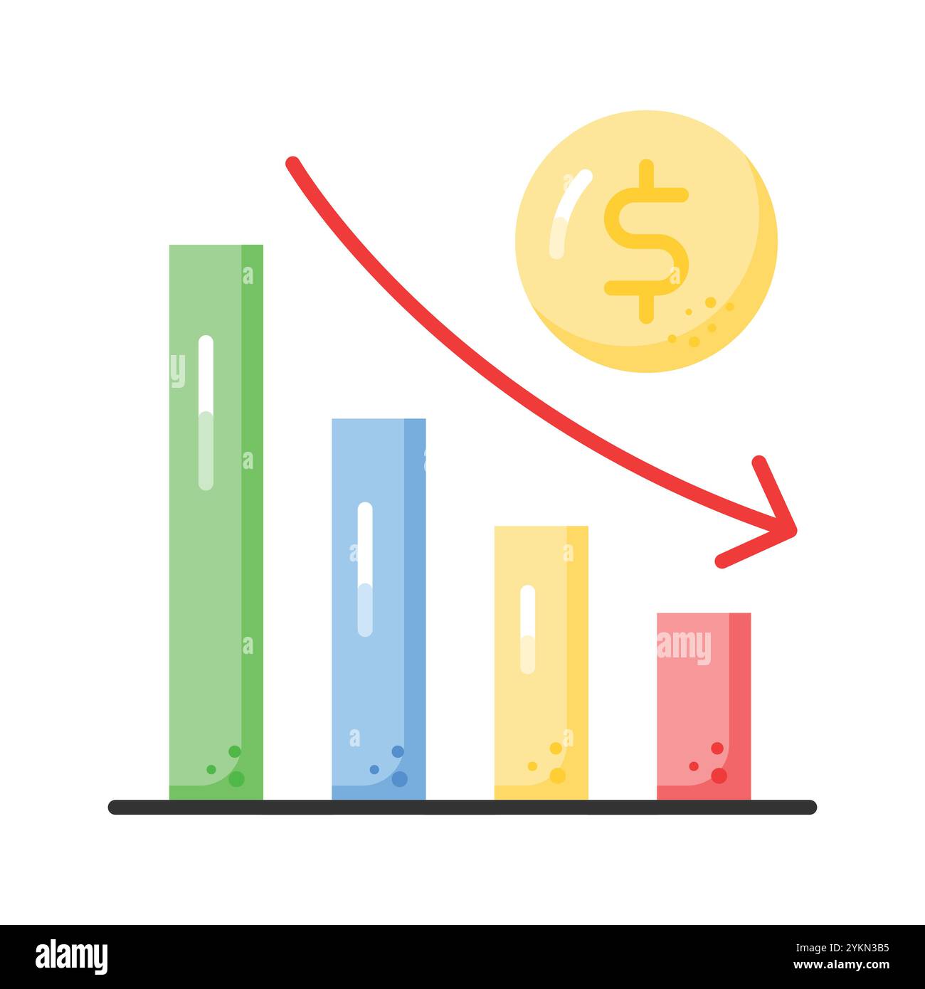 Down chart, financial loss, decrease chart vector design Stock Vector ...