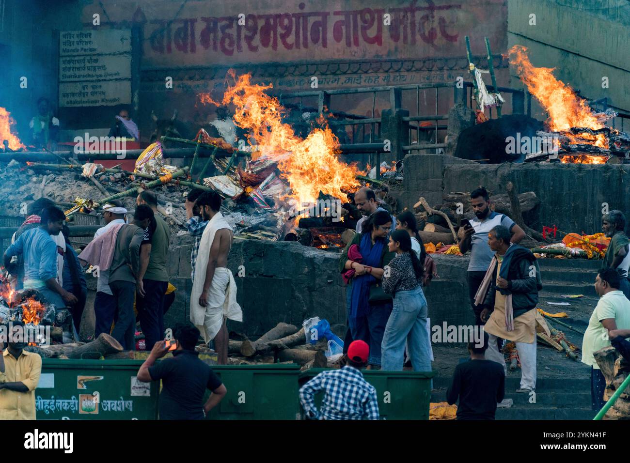 Locals and visitors witness sacred funeral pyres as part of hindu ...