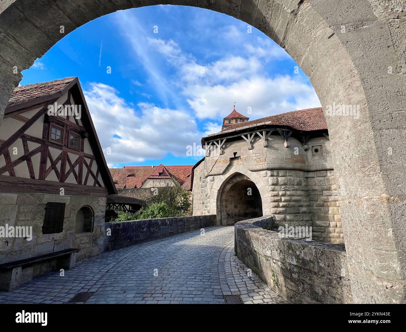 Gate of the hospital bastion, Rothenburg ob der Tauber, Medieval old ...