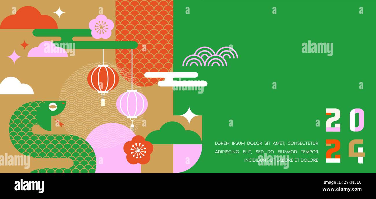 Set of 2025 Chinese new year, year of the snake banner templates design ...