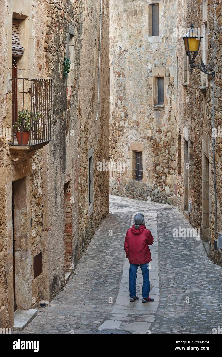 Traditional medieval alley in Pals. Costa Brava, Girona, Spain Stock ...