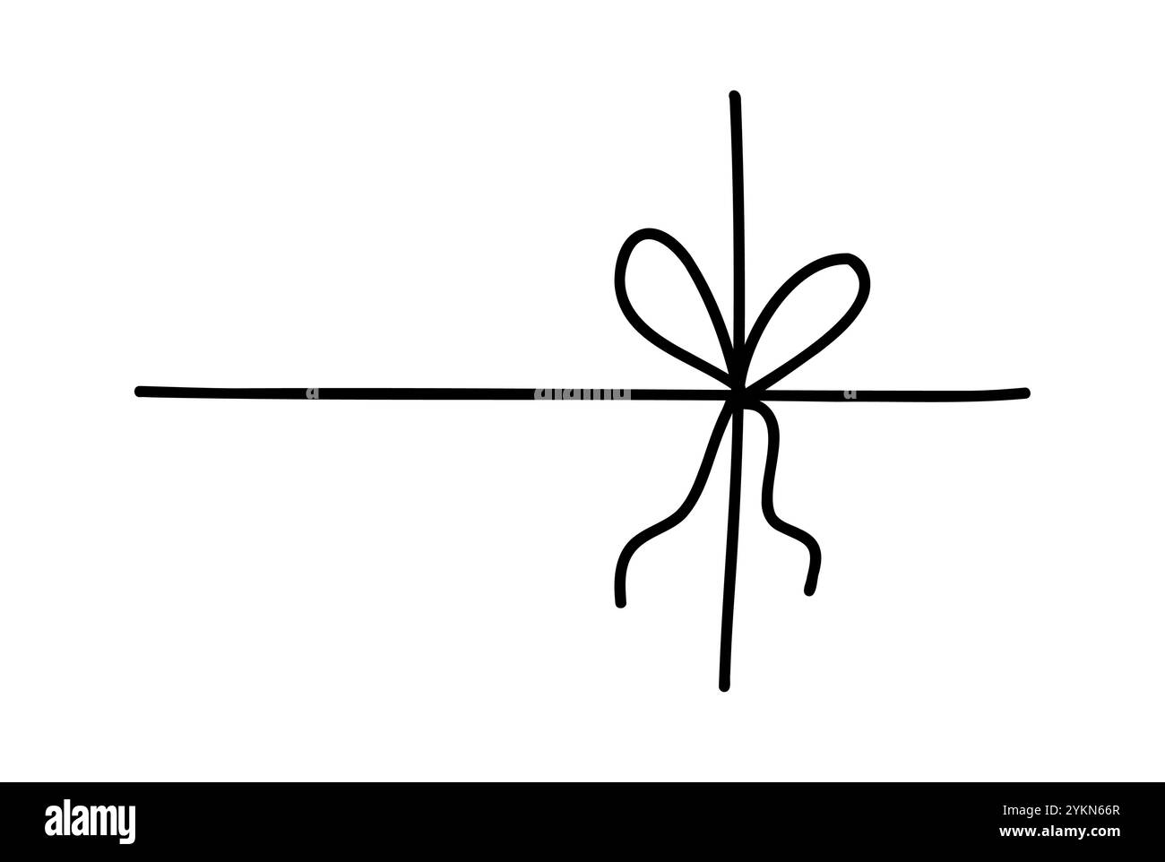 Bow gift ribbon line simple element set. Hand drawn doodle stroke ...