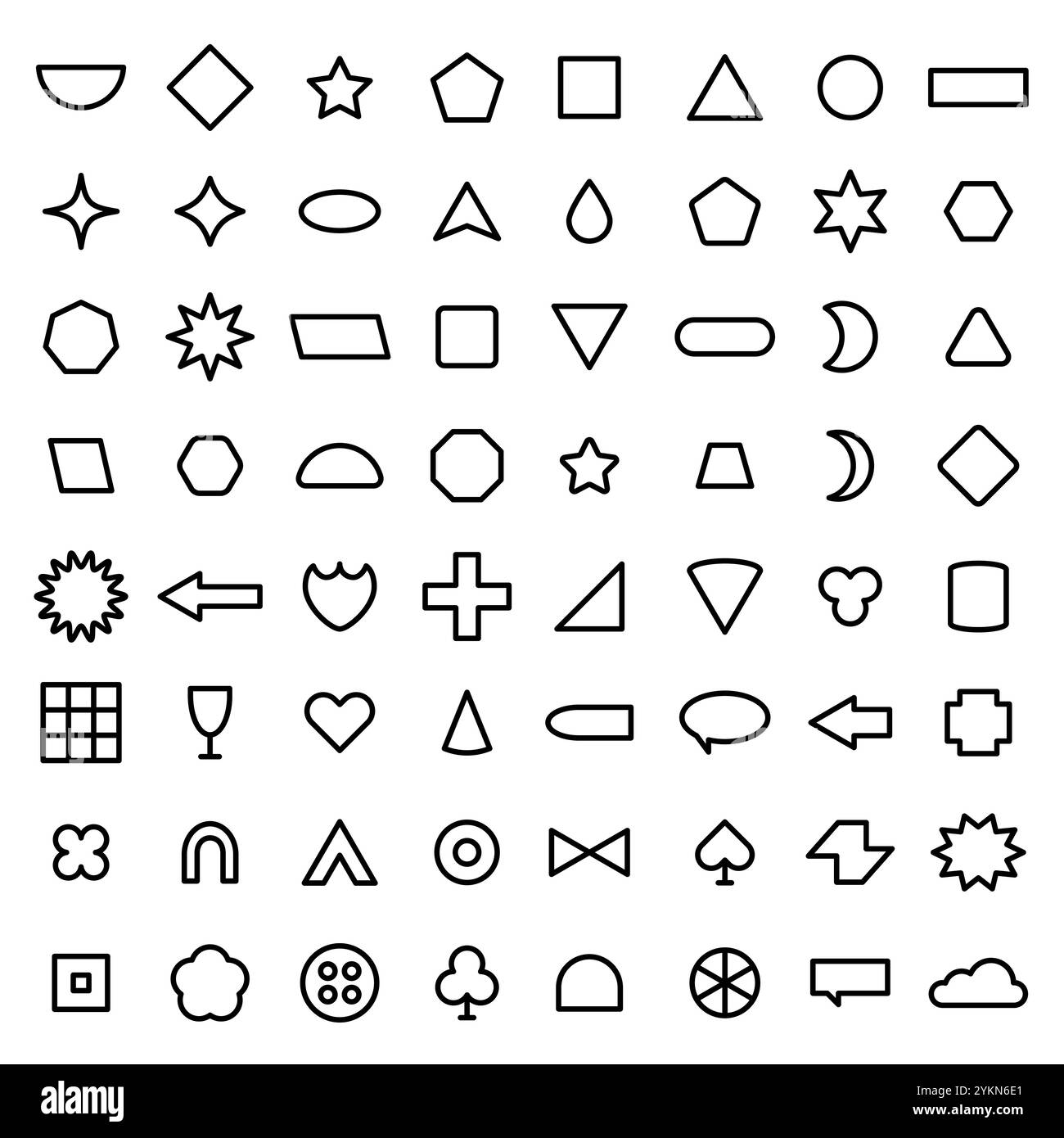 Basic linear polygonal elements with sharp and rounded edges Stock Vector Image & Art - Alamy