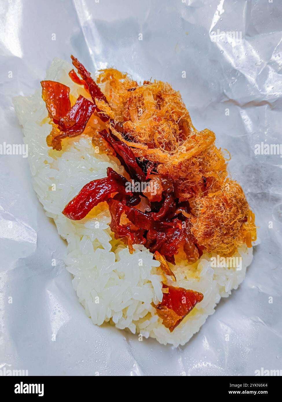 Thai food is "khao niew moo tod", Sticky rice and deep fried pork food ...