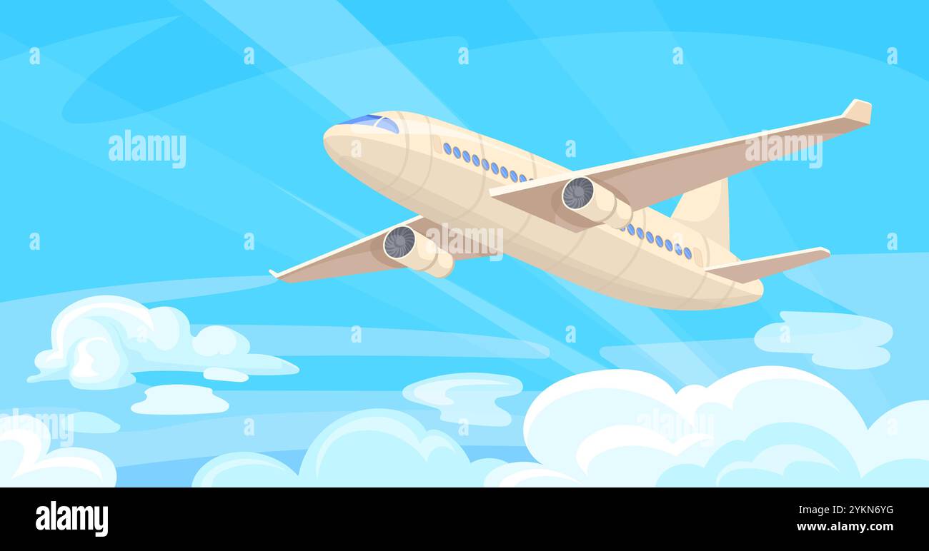 Airplane above clouds. Aircraft flying over cloud, passenger plane or ...