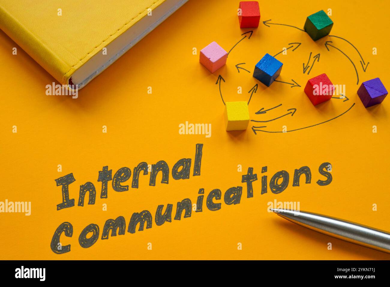 Internal communications cubes and arrows. Collaboration and workflow ...