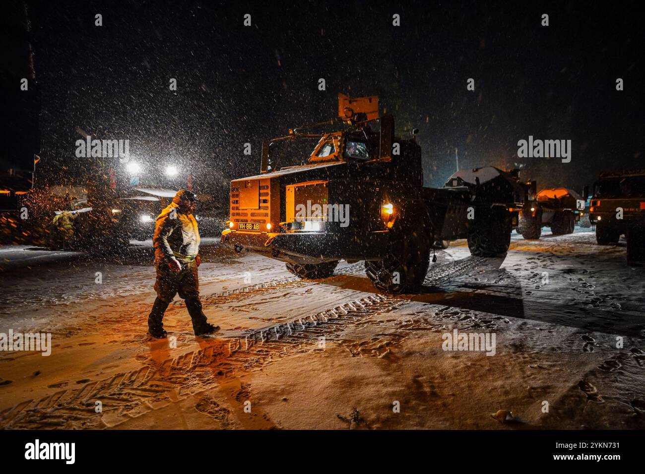 British Army soldiers move out vehicles as they take part in training ...