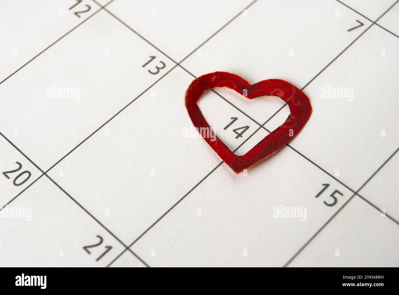Highlighted Valentine’s Day date with a heart, perfect for themes of ...