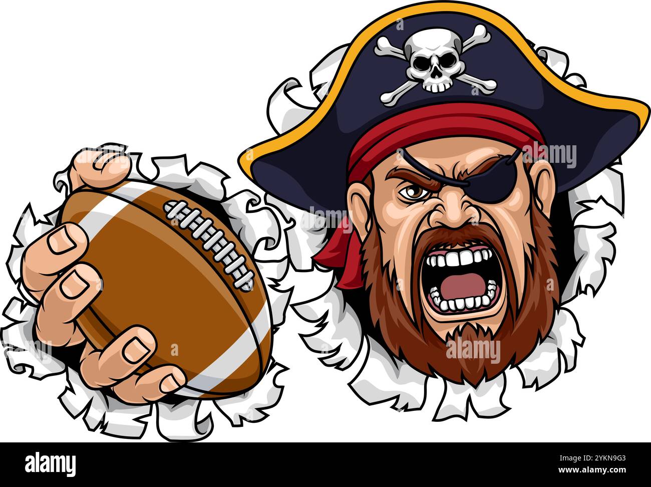Pirate American Football Ball Sports Team Mascot Stock Vector Image ...