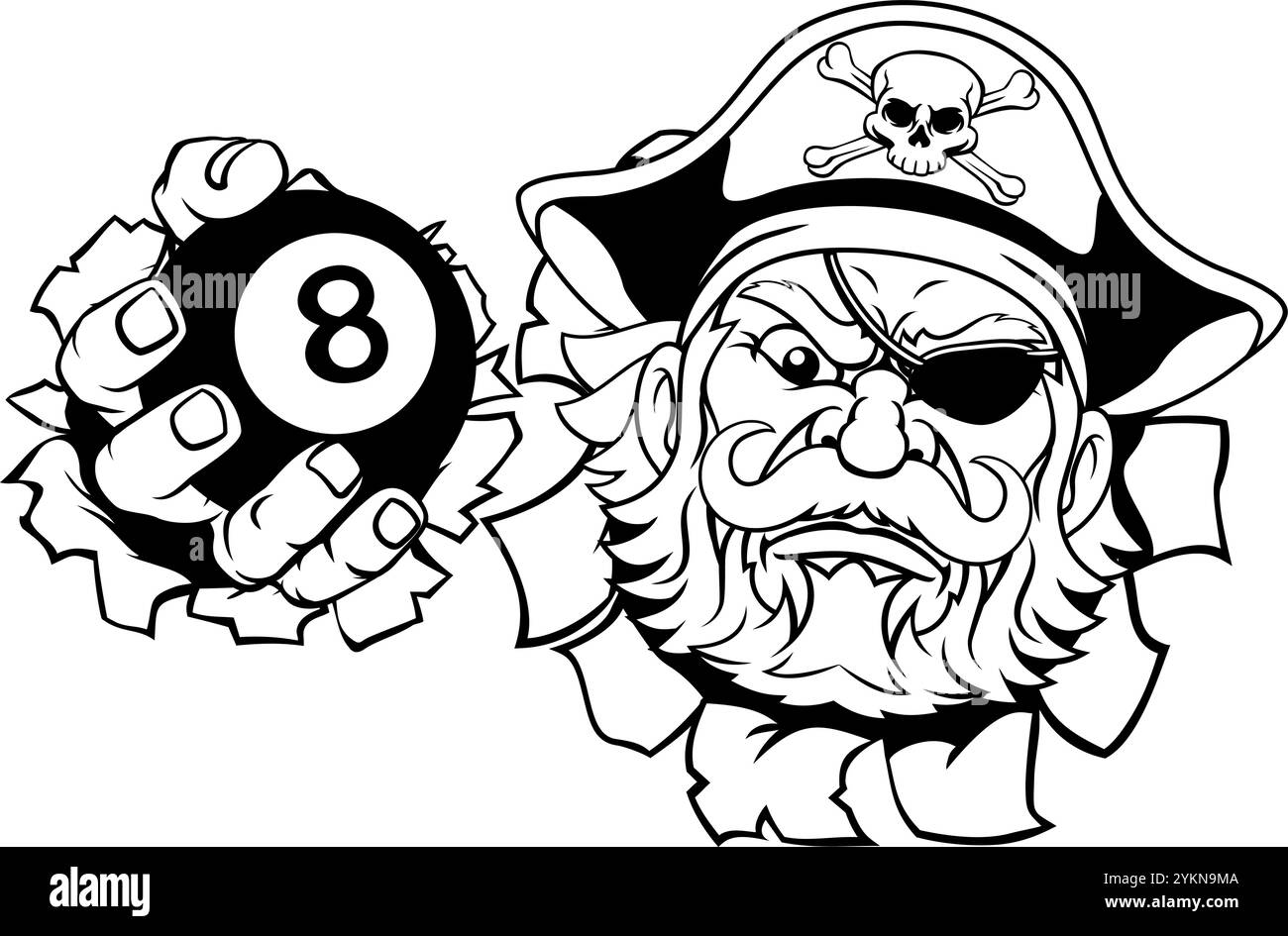 Pirate Angry Pool 8 Ball Billiards Mascot Cartoon Stock Vector Image ...