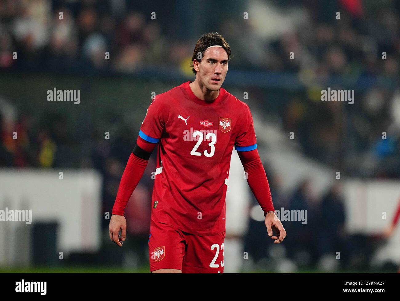 Dubocica Stadium, Leskovac, Serbiia. 18th Nov, 2024. Dusan Vlahovic of ...